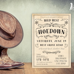 Wild West Hoedown Flyer -country Party Invitation -rustic Editable ...