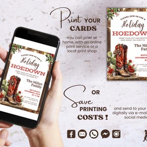 Editable Christmas Hoedown Invitation, Holiday Hoedown Invite, Cowboy ...