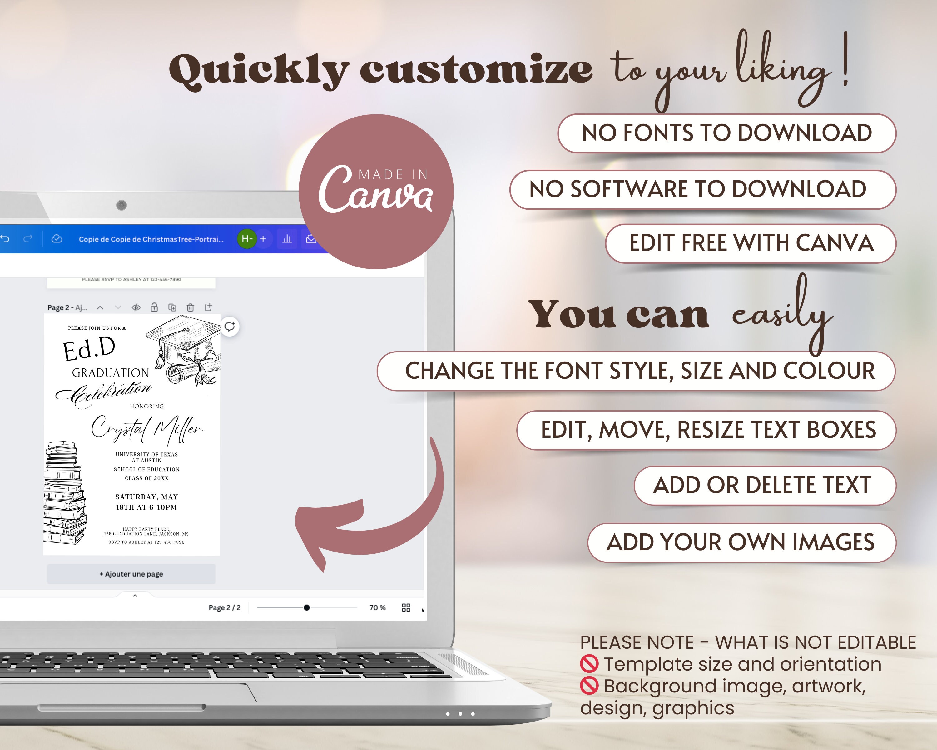 Minimalist Ed.d Graduation Party Invitation Education Doctorate Digital ...