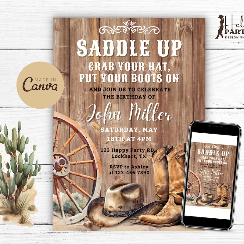 Western 21st Birthday Invitation - Etsy