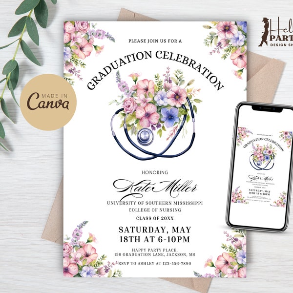 Nurse Practitioner Graduation Invitation - Etsy