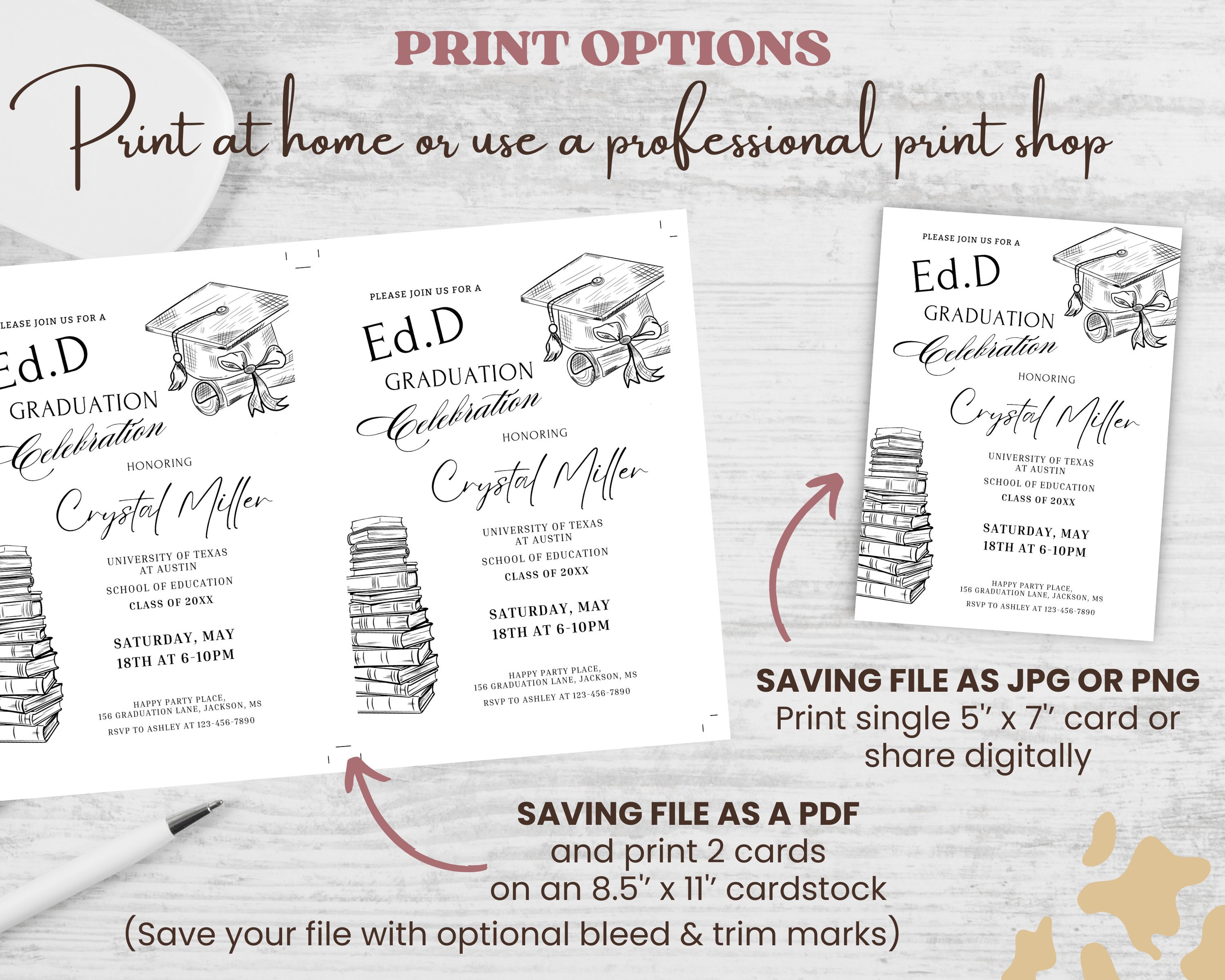 Minimalist Ed.d Graduation Party Invitation Education Doctorate Digital ...