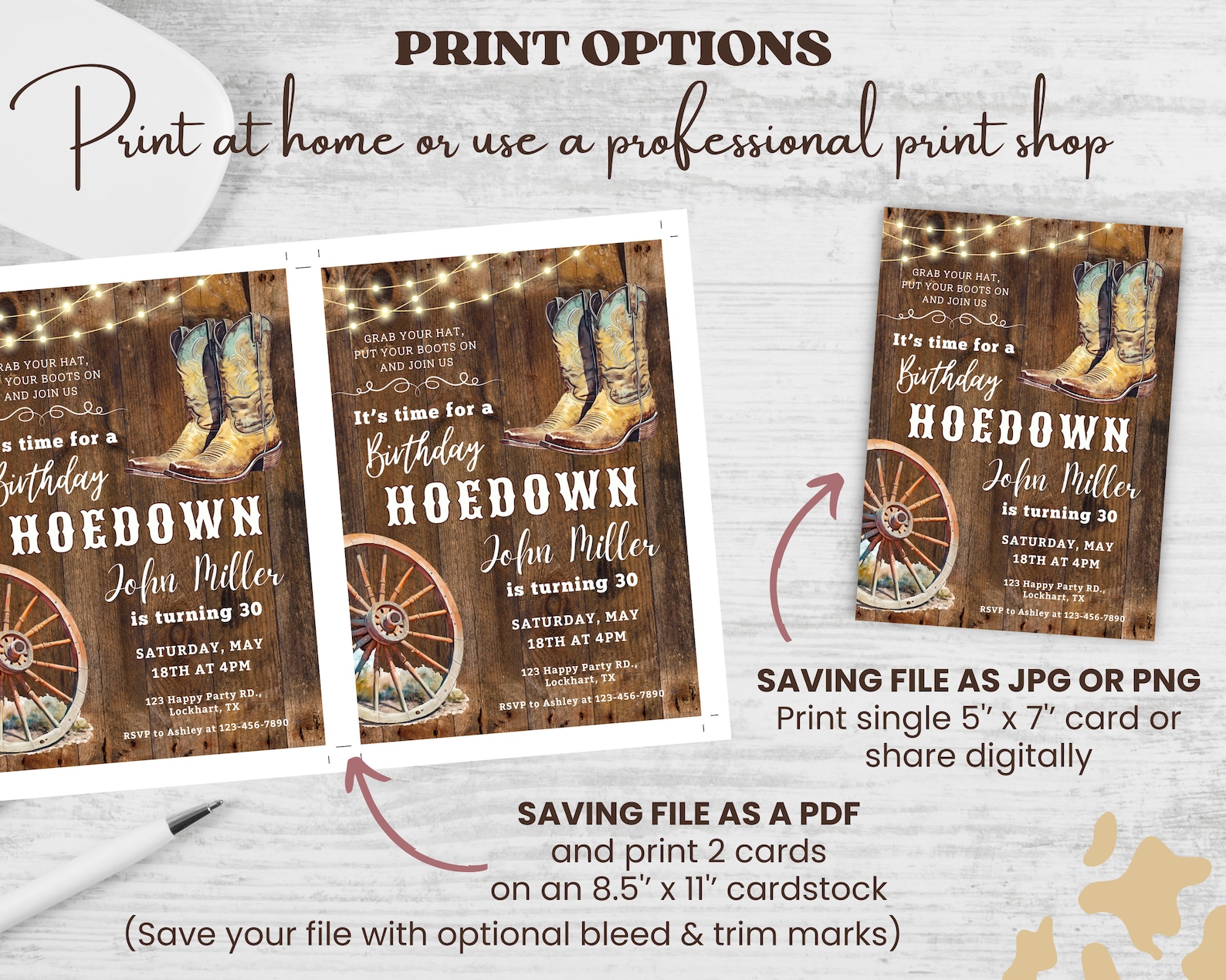 Editable Western Hoedown Birthday Party Invitation - Cowboy Digital ...
