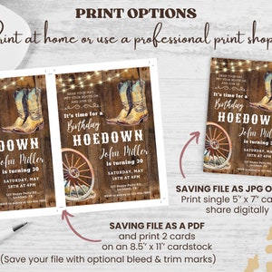 Editable Western Hoedown Birthday Party Invitation - Cowboy Digital ...