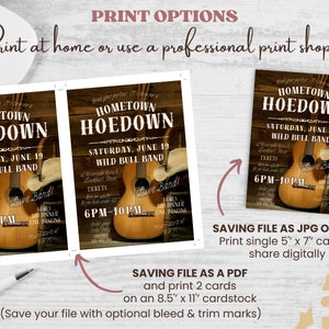 Editable Hoedown Flyer - Country Guitar Party Invitation - Rustic Live ...
