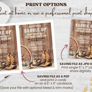 Editable "saddle Up" Birthday Party Invitation -western Cowboy Digital ...