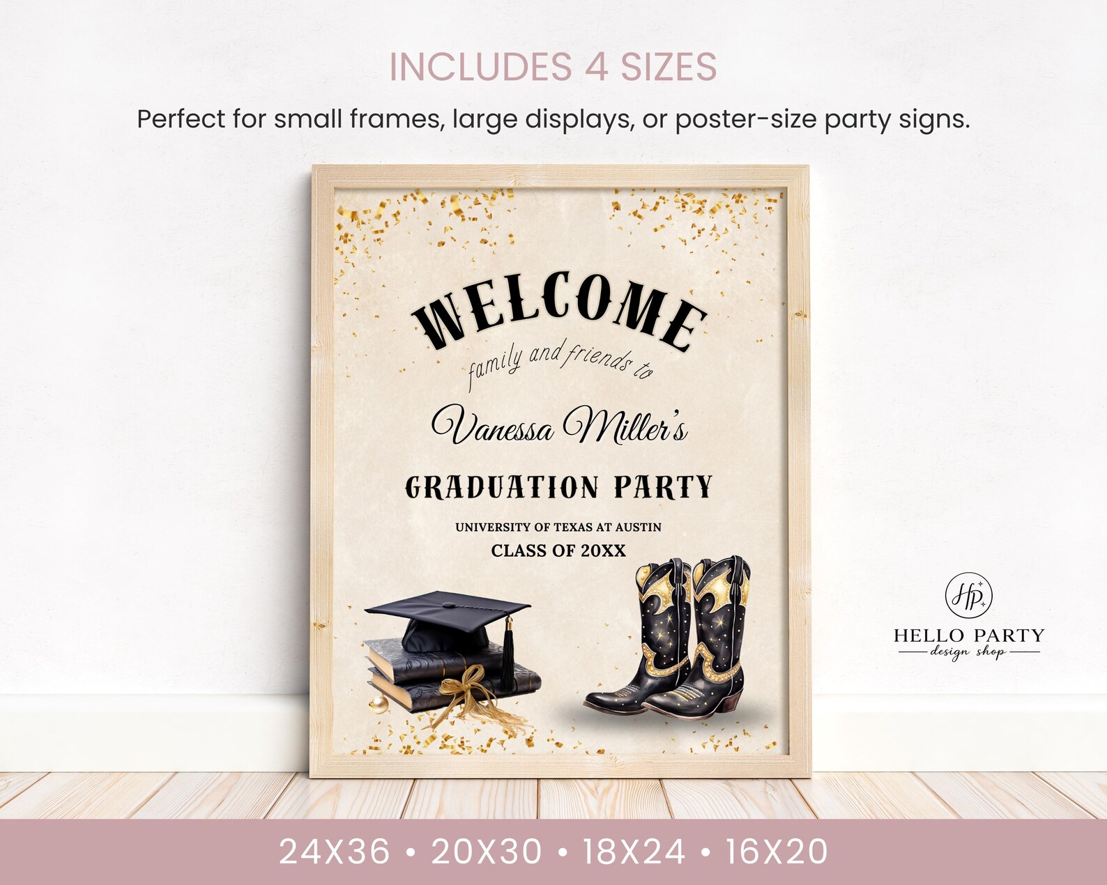 Girl Western Graduation Party Welcome Sign, Cowgirl College Grad, Boots ...
