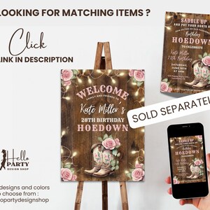 Editable Hoedown - Cowgirl Birthday Party Invitation - Western Digital ...