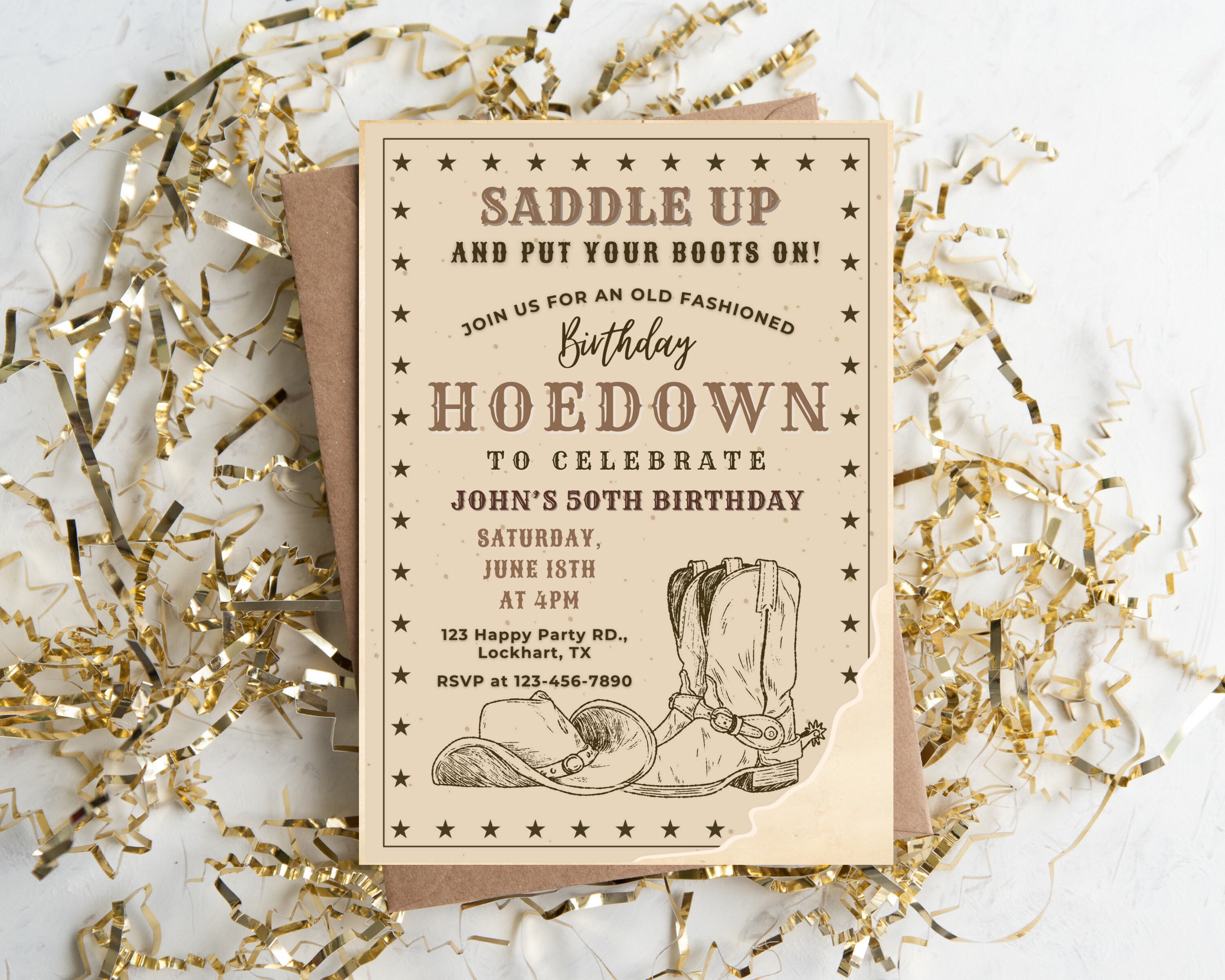 Editable Western Hoedown Birthday Party Invitation Cowboy Digital ...
