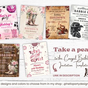 Editable Hoedown Cowgirl Birthday Party Invitation Western Digital ...
