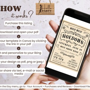 Wild West Hoedown Flyer -country Party Invitation -rustic Editable ...