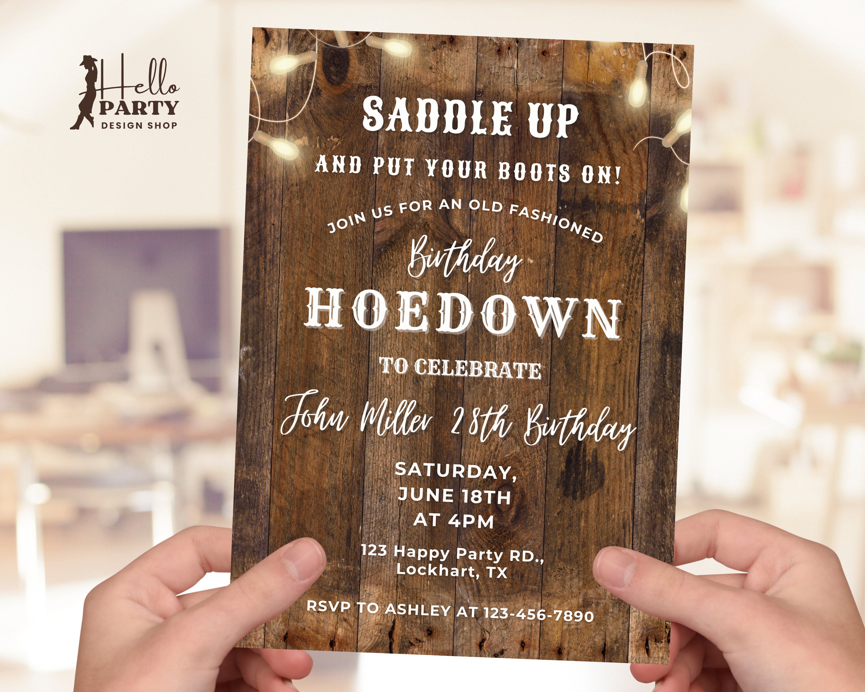 Editable Western Hoedown Birthday Party Invitation cowboy Digital ...