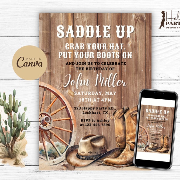 Saddle up Birthday Template - Etsy