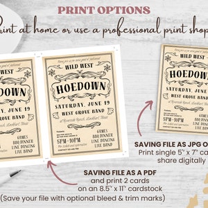Wild West Hoedown Flyer -country Party Invitation -rustic Editable ...