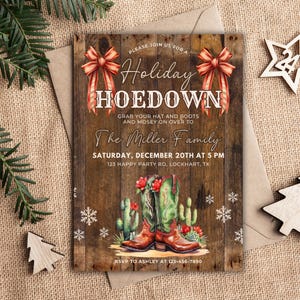 Editable Christmas Hoedown Invitation, Holiday Hoedown Invite, Cowboy ...