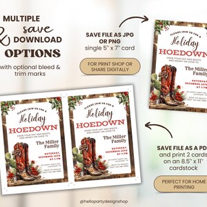 Editable Christmas Hoedown Invitation, Holiday Hoedown Invite, Cowboy ...