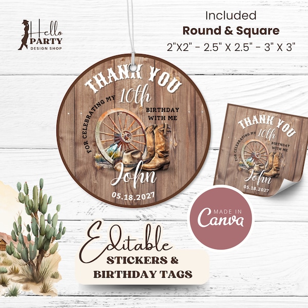 Western Party Favor Sticker - Etsy