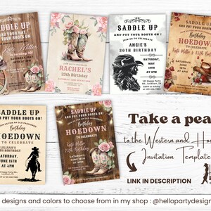 Editable Hoedown Birthday Invitation - Western Rodeo Wild West Desert ...