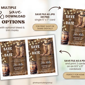 Editable Western Save the Date, Birthday Party Invitation, Cowboy Save ...