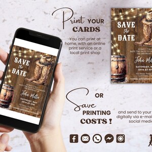 Editable Western Save the Date, Birthday Party Invitation, Cowboy Save ...