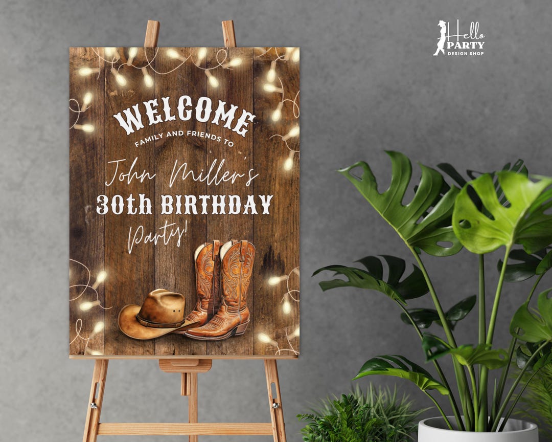 Editable Western Welcome Sign, Cowboy Birthday Welcome Sign, Western ...