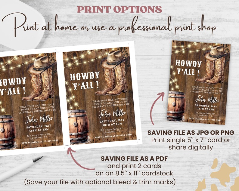 Editable Howdy Y'all Birthday Party Invitation western Cowboy Digital ...
