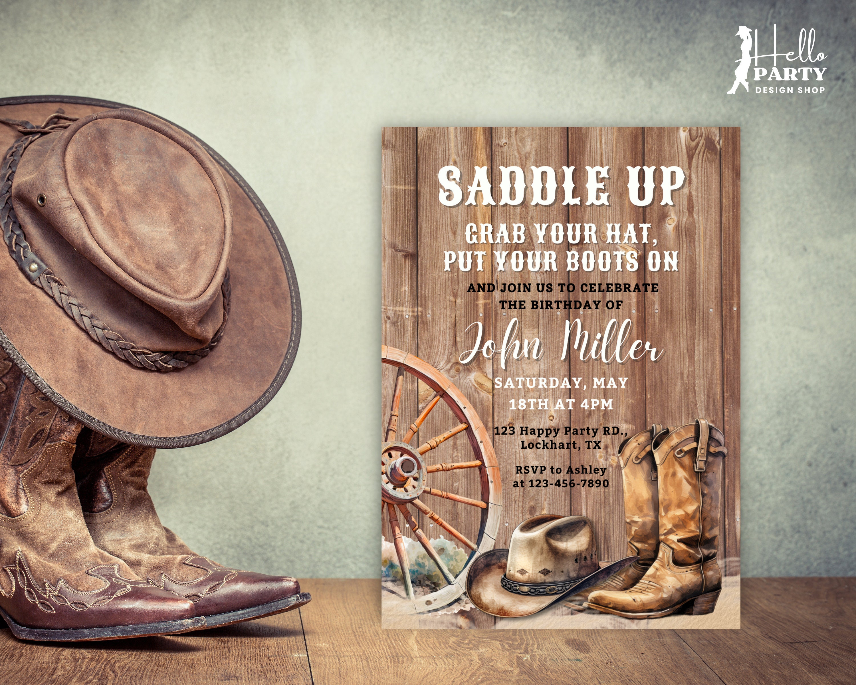 Editable saddle Up Birthday Invitation Wild West Cowboy Digital Party ...