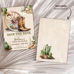 Editable Western Save the Date, Cowboy Save the Date, Birthday Party ...