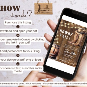 Editable Howdy Y'all Birthday Party Invitation -western Cowboy Digital ...