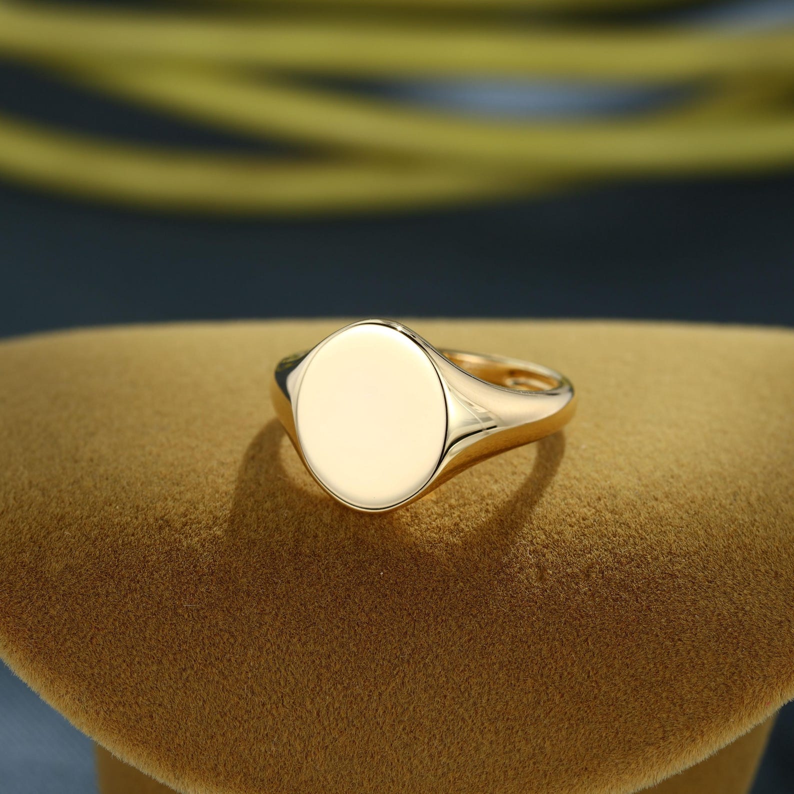 14K Solid Gold Oval Signet Ring Personalized Customized Signet Women's ...