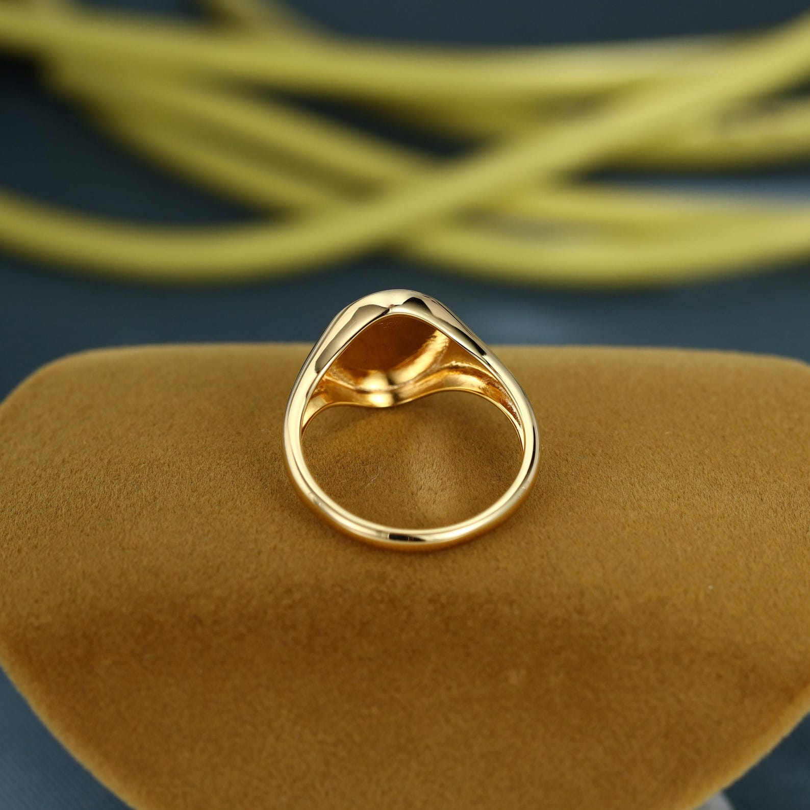 14K Solid Gold Oval Signet Ring Personalized Customized Signet Women's ...