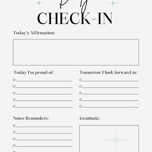 8.5in X 11in Printable Daily Check-in Template | Journal | Gratitude ...