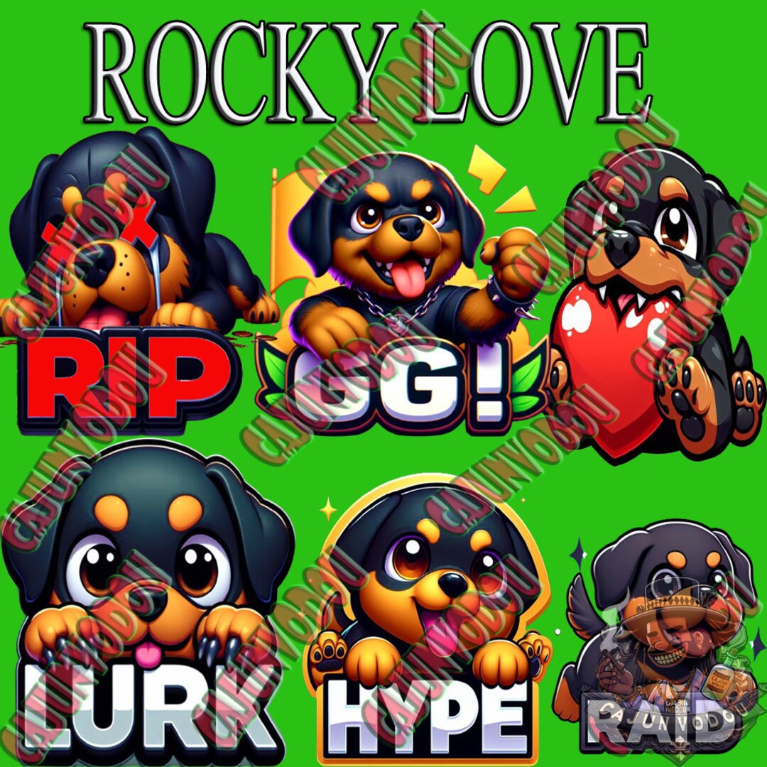 6 Cute Dog Twitch Emotes | Rottweiler | Emote Pack | Puppy| Emotes ...