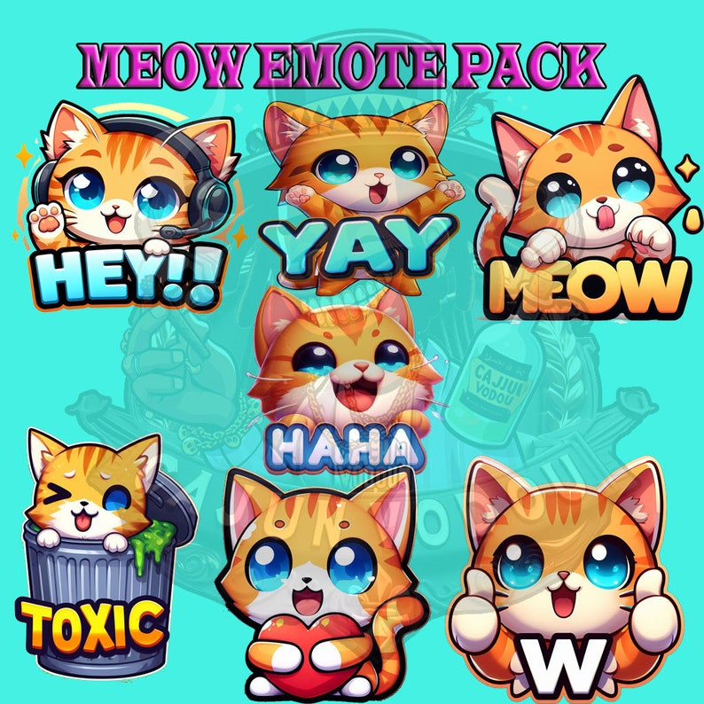 MEOW 6 Emote Pack | Discord | Stream and Gaming - Etsy