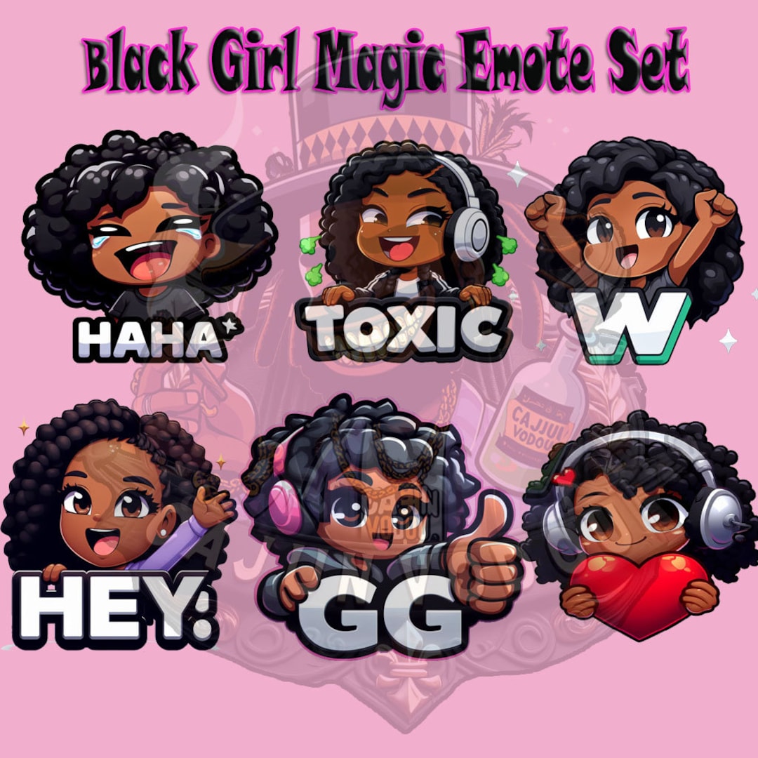 Black Girl Magic 6 Emote Pack | Discord | Stream and Gaming - Etsy