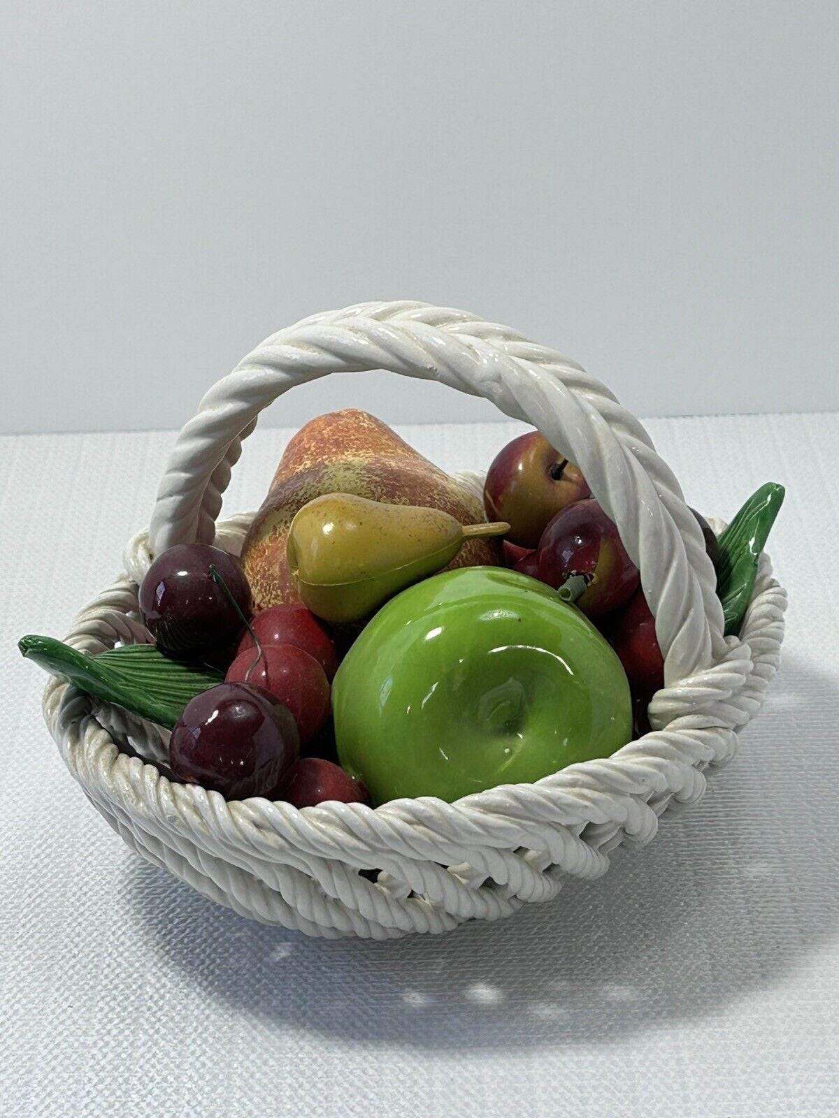 Vintage 1980s MCM Centerpiece Bassano Italy Ceramic Hand-painted Fruit ...