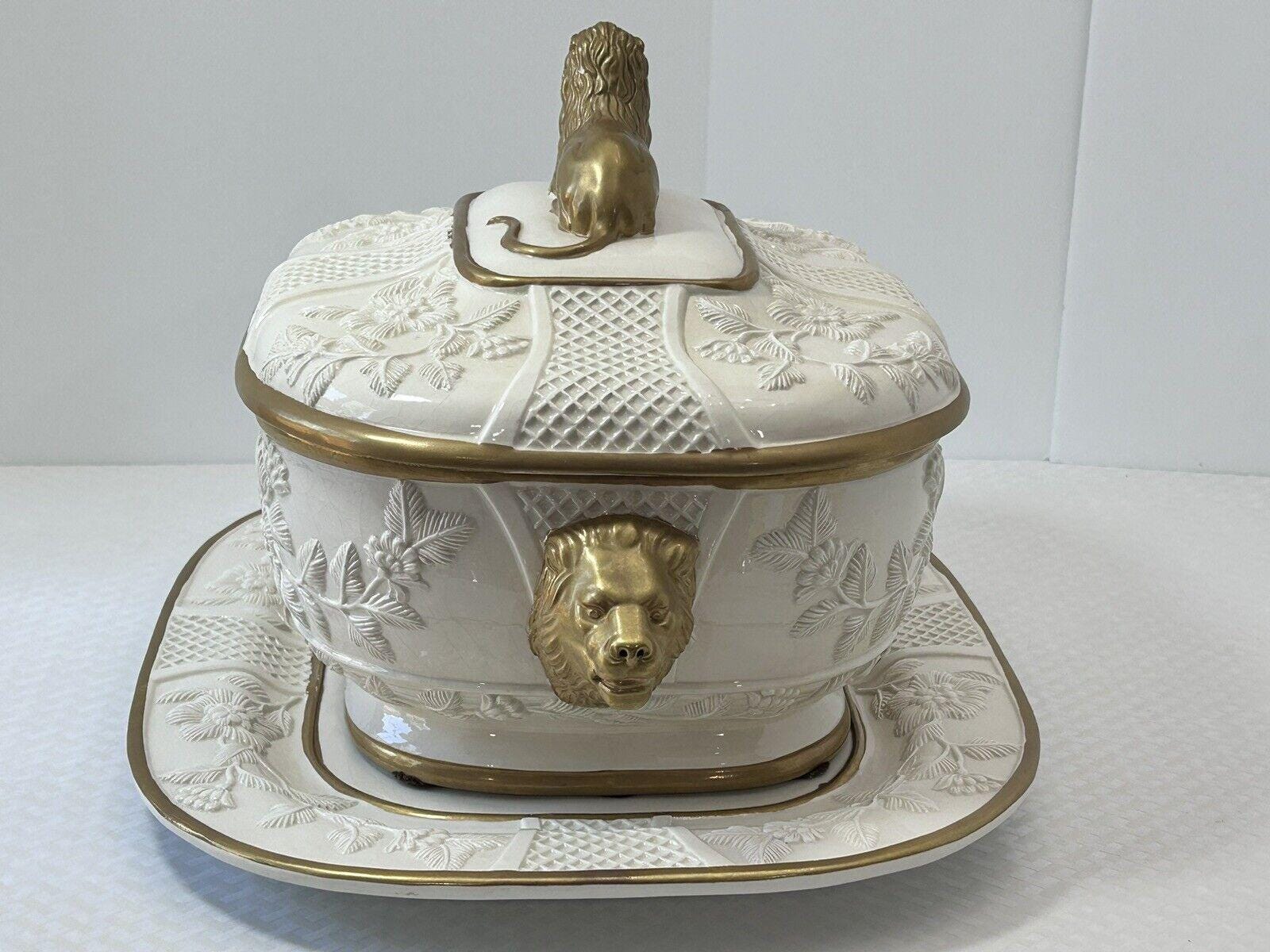 Mottahedeh Design Bassoon Italian Porcelain Tureen Figural Lions ...