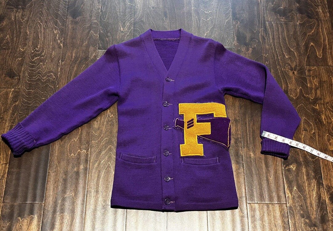 1950s Wool Sand Knit Cheerleader University HIGH SCHOOL "f" LETTER ...