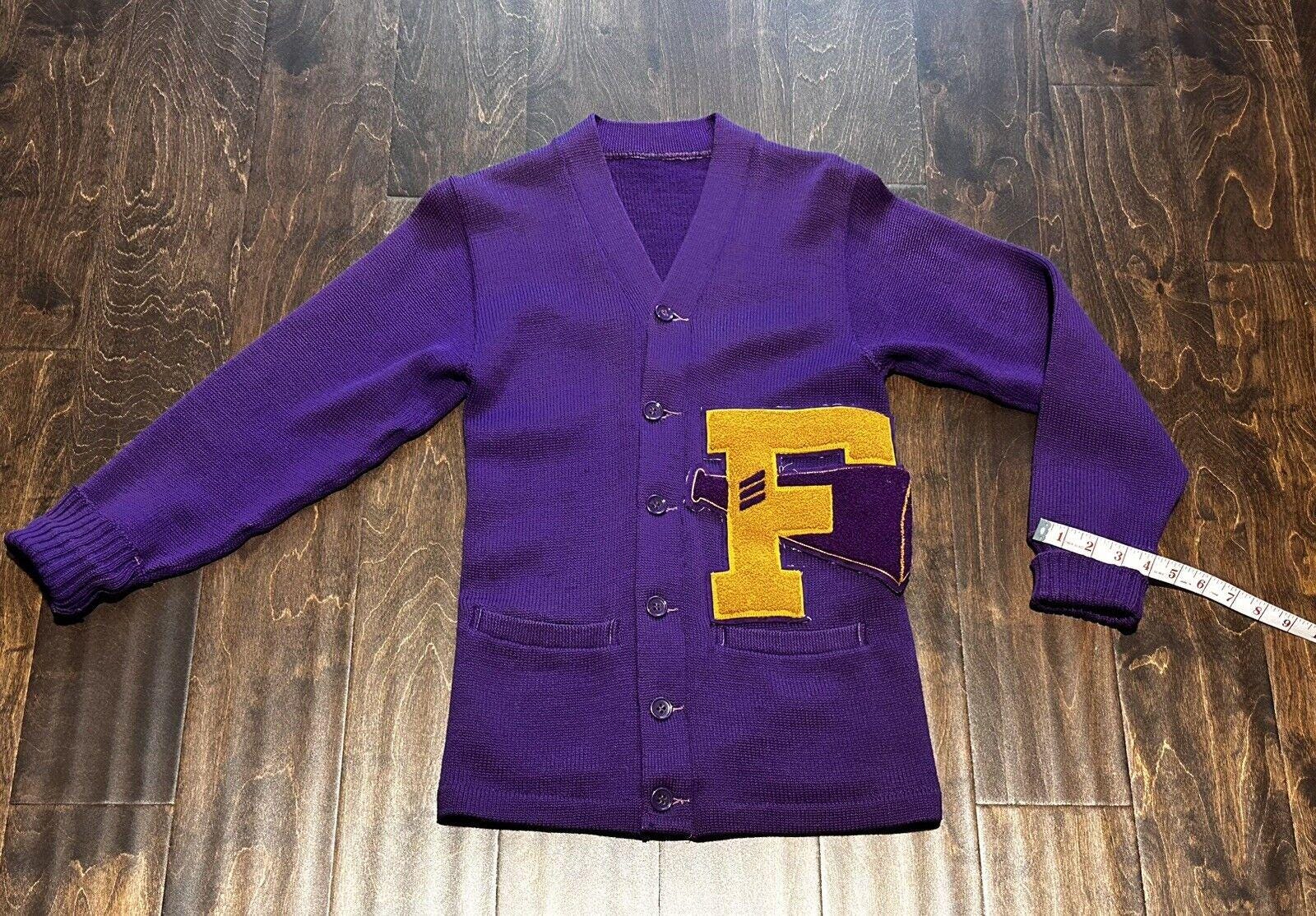 1950s Wool Sand Knit Cheerleader University HIGH SCHOOL "f" LETTER ...