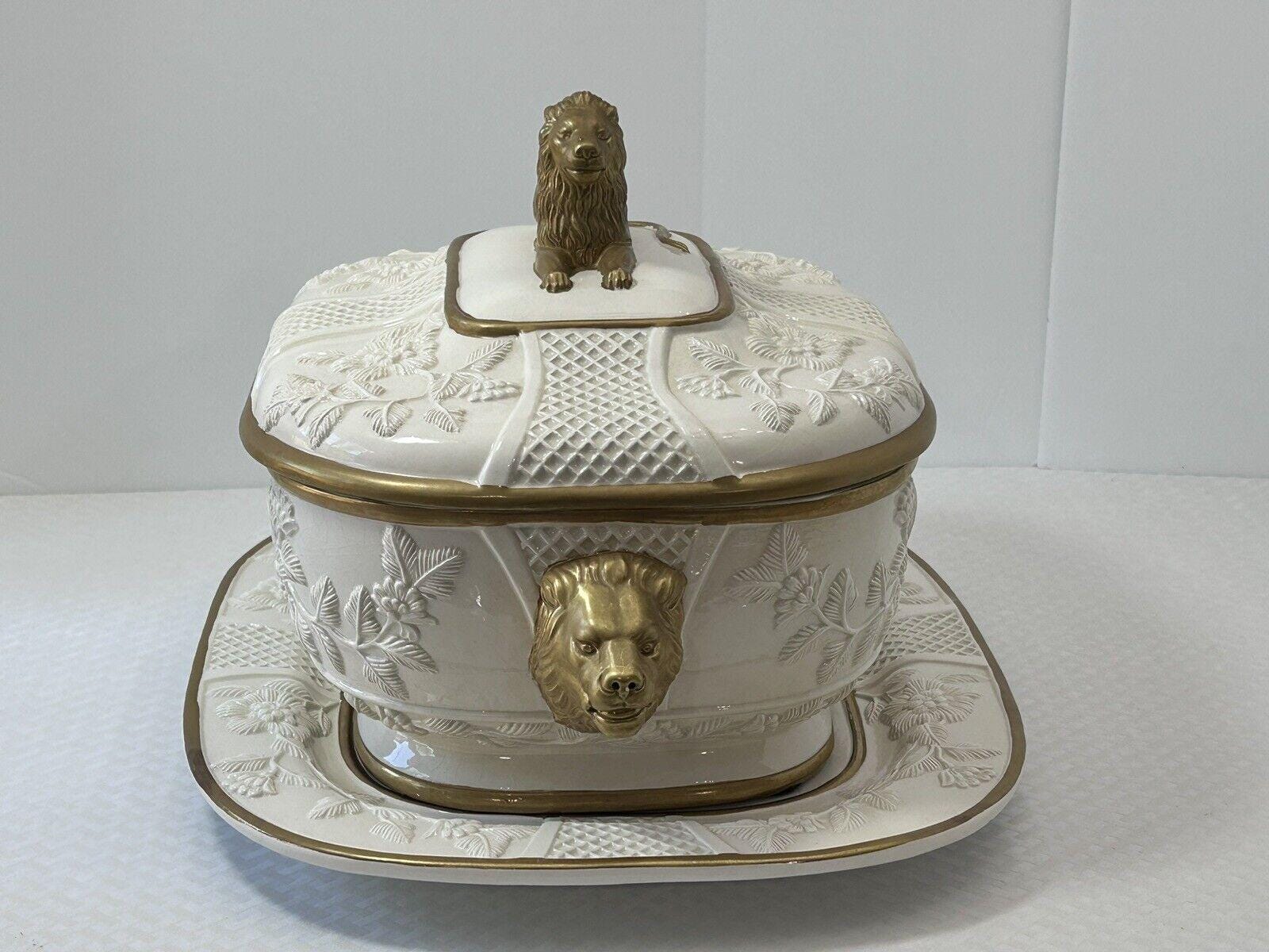 Mottahedeh Design Bassoon Italian Porcelain Tureen Figural Lions ...