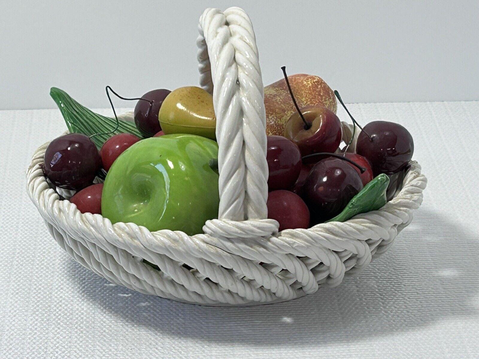 Vintage 1980s MCM Centerpiece Bassano Italy Ceramic Hand-painted Fruit ...