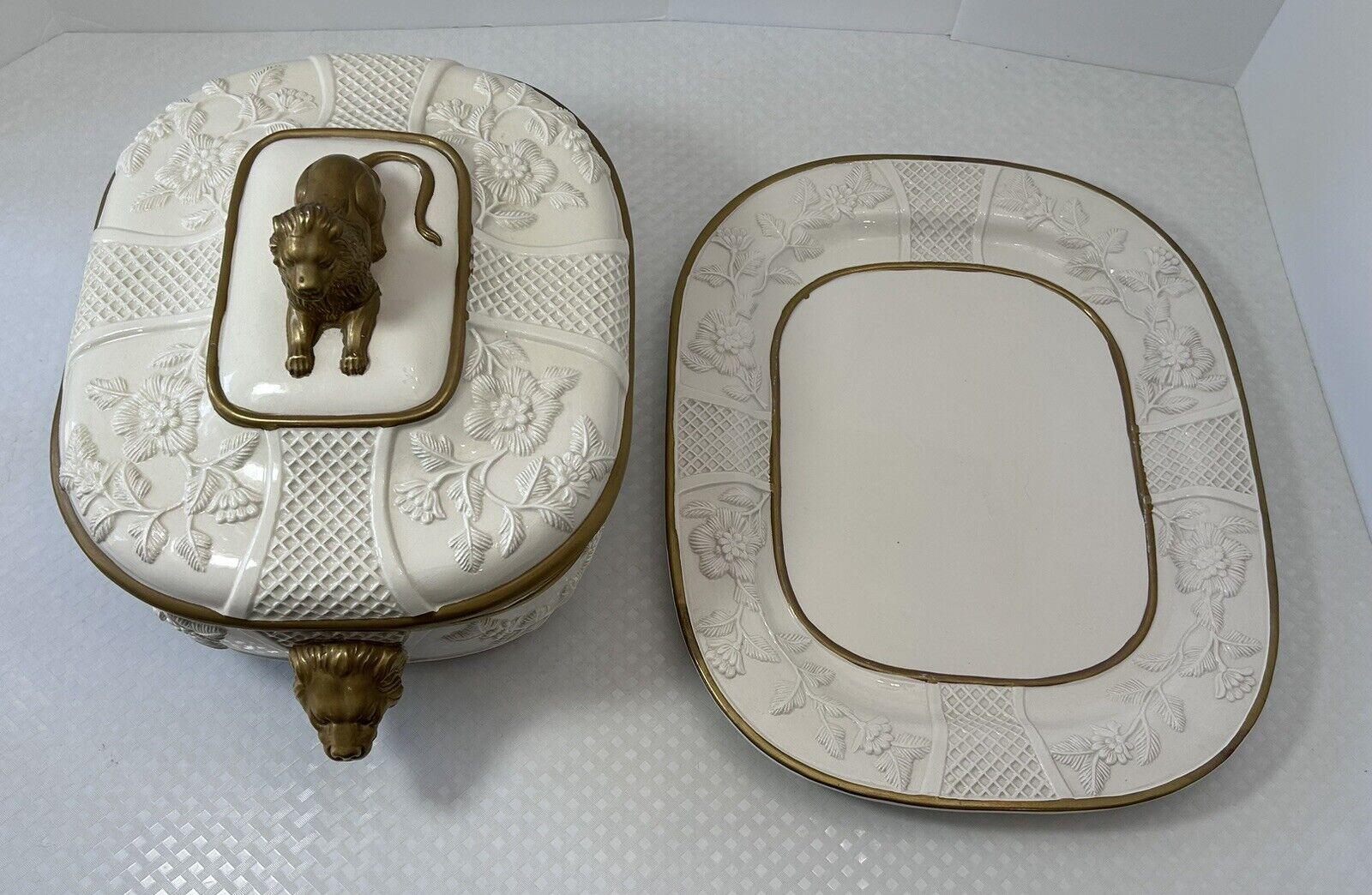 Mottahedeh Design Bassoon Italian Porcelain Tureen Figural Lions ...
