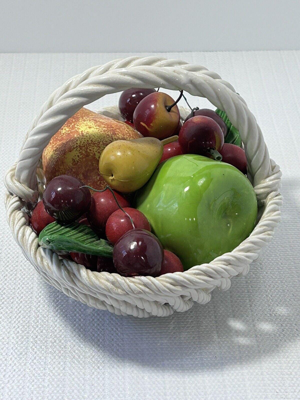 Vintage 1980s MCM Centerpiece Bassano Italy Ceramic Hand-painted Fruit ...