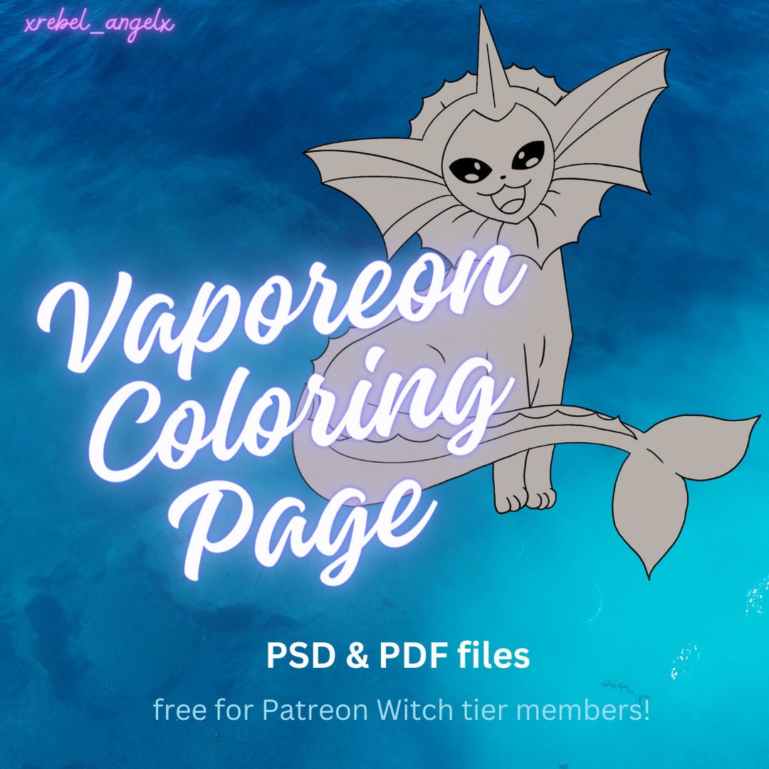 Vaporeon Coloring Page - Etsy
