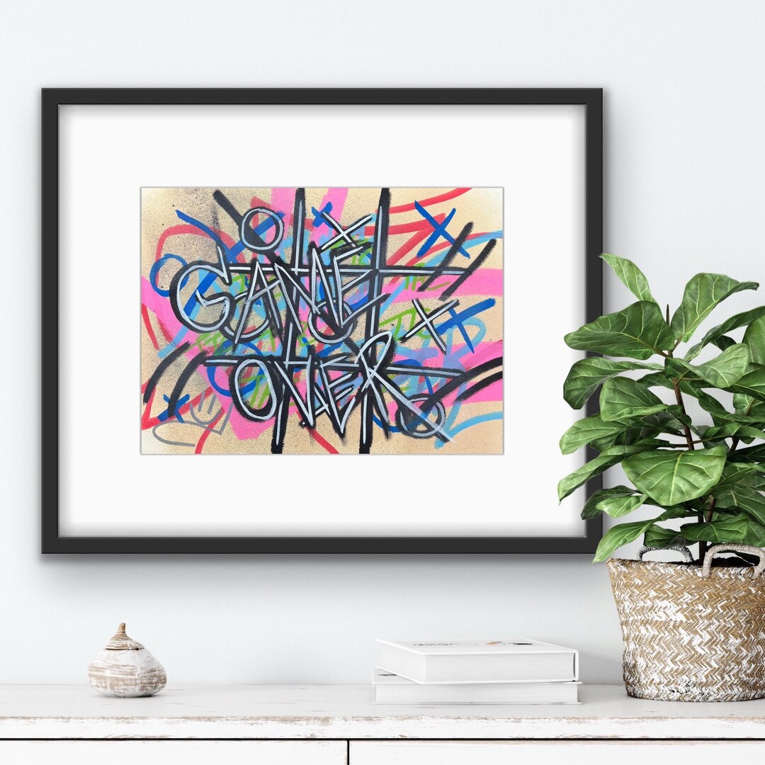 Graffiti Wall Art Drawing – Game Over | Bold Urban Line Art | Original ...
