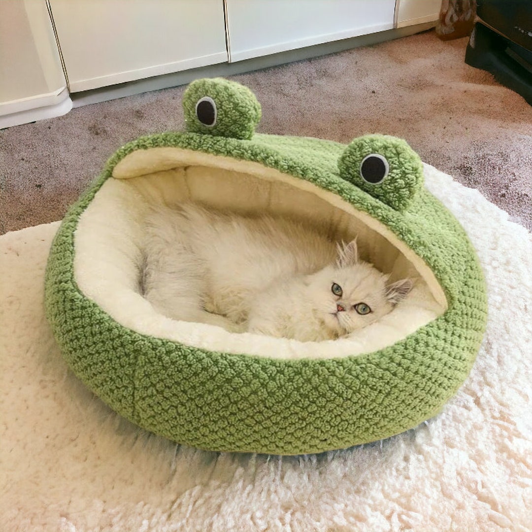 Cute Frog Cat Bed Warm Cat Bed Plush Cat Bed Cute Cat Bed - Etsy