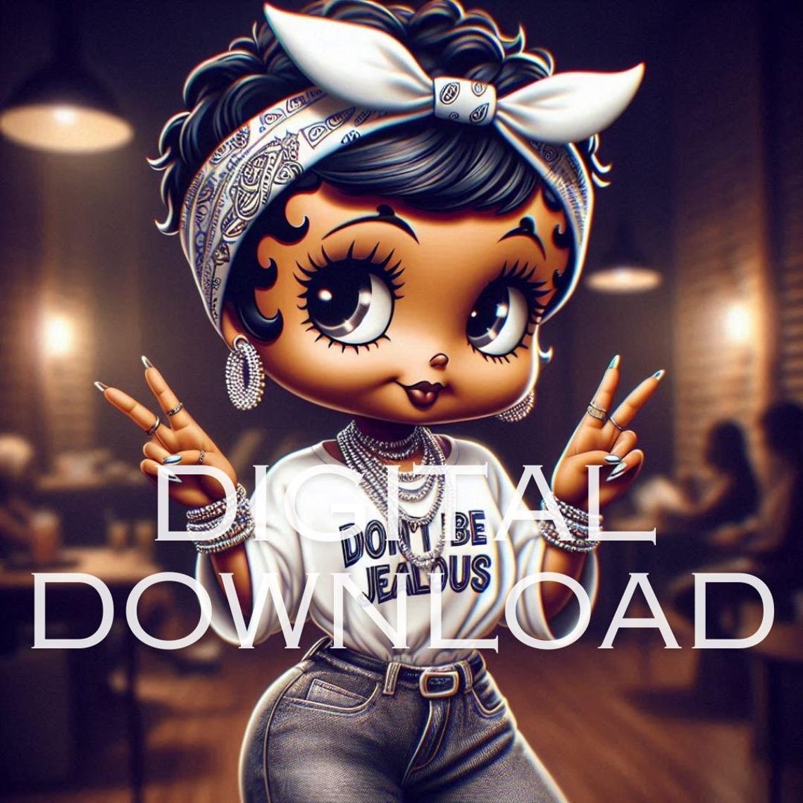 Betty Boop Hip Hop Vibe Don’t Be Jealous Sticker Sublimation Digital ...