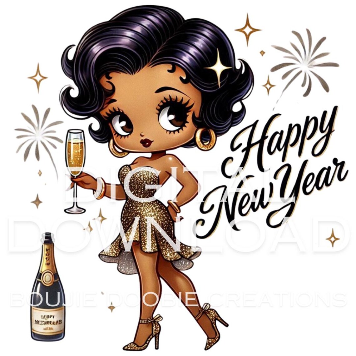 Betty Boop Happy New Year Svg Png Sublimation Digital Planner Calendar ...