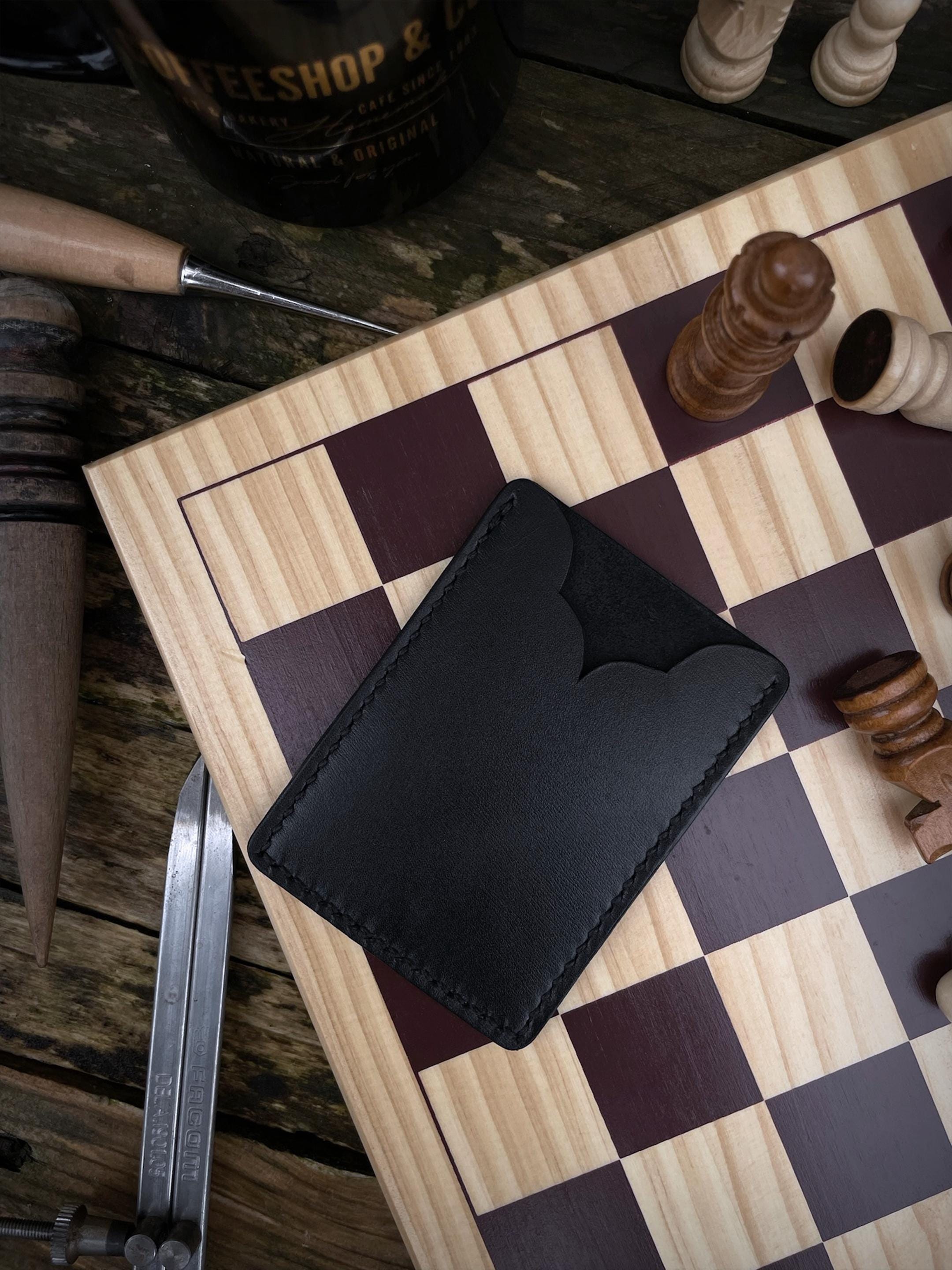 Handmade Bat Shaped Black Leather Card Holder, Box Calf Leather ...