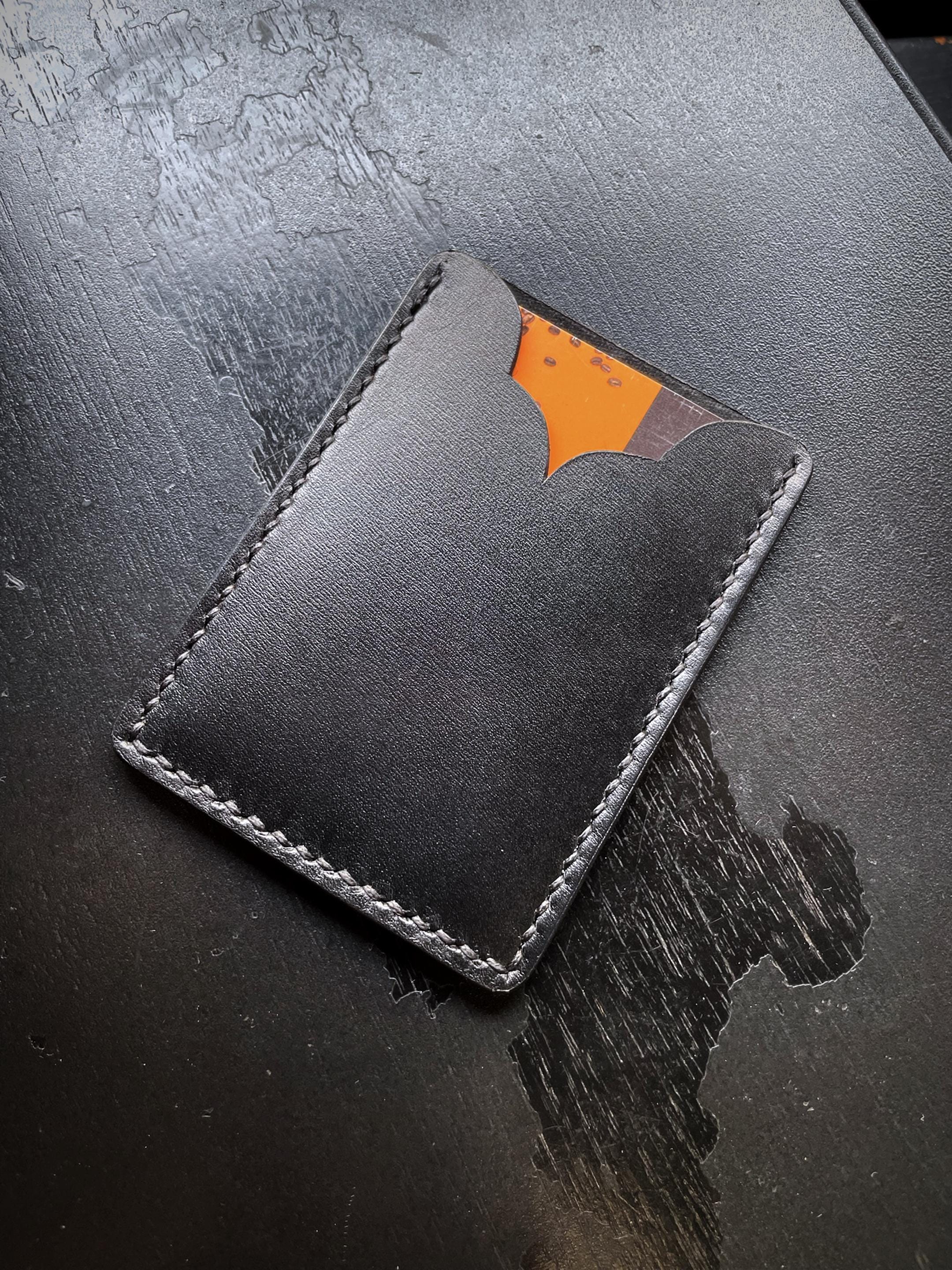 Handmade Bat Shaped Black Leather Card Holder, Box Calf Leather ...